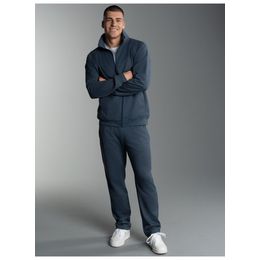 Jogginganzug TRIGEMA "TRIGEMA Jogginganzug", Herren, Gr. L, blau (nightblau, melange), 70% Baumwolle, 30% Polyester, Sportanzüge