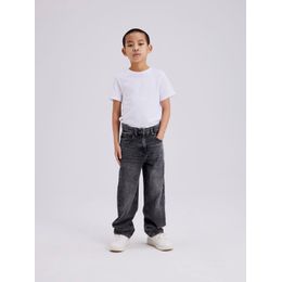 Straight-Jeans name it "NKMRYAN – Jeans mit geradem Bein, strapazierfähig", Jungen, Gr. 146, N-Gr, blau (dunkelgrau denim), Denim/Jeans, Obermaterial: 100% Baumwolle, unifarben, straight fit lang, Jeans, unifarben, casual, straight fit, Denim/Jeans