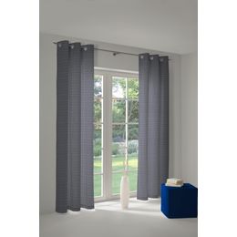 Vorhang Adam "Graphic Ventus" Gr. 1, blau (dunkelblau), B:145cm H:145cm, Jacquard, Baumwolle (Bio-Baumwolle), Gardinen, aus 100% Bio-Baumwolle