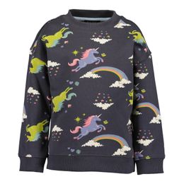 Sweatshirt Blue Seven, M&auml;dchen, Gr. 104, grau (dunkelgrau), Sweatware, Obermaterial: 95% Baumwolle, 5% Elasthan, bedruckt, regular fit normal, Rundhals, Rippb&uuml;ndchen, Sweatshirts Sweatshirt