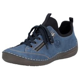 Slip-On Sneaker Rieker, Damen, Gr. 38, schwarz (jeansblau, schwarz), Nubuklederimitat, Textil, Sportlich, Schuhe, Slipper, Schlupfschuh, mit elastischem Einschlupf, Topseller