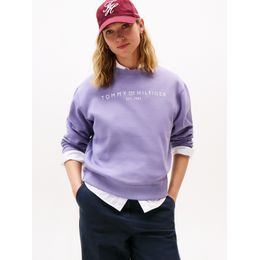 Sweatshirt Tommy Hilfiger "MDRN REG CORP LOGO C-NK SWTSHRT", Damen, Gr. L (40), lavender ash, Sweatware, Obermaterial: 63% Baumwolle, 37% Polyester, unifarben, regular fit hüftlang, Rundhals, Rippbündchen, Sweatshirts, mit Logoschriftzug