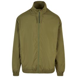 Trainingsjacke Urban Classics "Urban Classics Herren Wide Track Jacket", Herren, Gr. L, grün (olive), 100% Polyester, unifarben, loose fit, amerikanischer Ausschnitt, Jacken