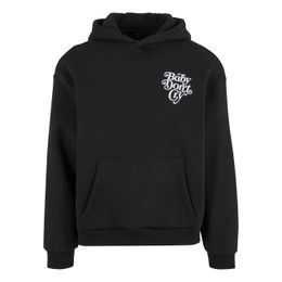 Kapuzensweatshirt "Upscale by Mister Tee Baby Don‘t Cry Fluffy Hoody", Herren, Gr. L, schwarz, 70% Baumwolle, 30% Polyester, UPSCALE BY MISTER TEE, bedruckt, Sweatshirts