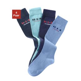 H.I.S. Kniestrümpfe H.I.S, Kinder, Gr. 19-22, blau (hellblau, marine, blau, dunkelblau), Baumwolle, Elasthan (LYCRA), Polyamid, unifarben, elastisch, Socken, mit verstärkten Belastungszonen