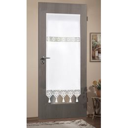 Vorhang Home Wohnideen "TONI" Gr. 2, weiß, B:40cm H:80cm, Baumwolle, Polyester, Gardinen, Fensterbehang mit Häkeleinsätzen