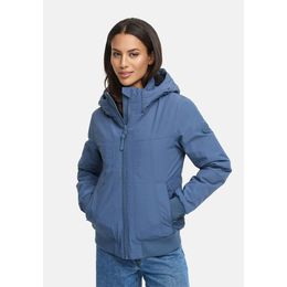 Winterjacke Marikoo "Mooni 16", Damen, Gr. M, blau (dusty blau), Obermaterial: 100% Nylon / Innenmaterial: 100% Polyester / Futtermaterial: 100% Polyester, Jacken, Gefütterte Übergangsjacke mit Kapuze und Kordelzug