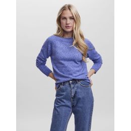 Véro Moda Rundhalspullover VERO MODA "VMDOFFY LS O-NECK BLOUSE GA NOOS", Damen, Gr. S, surf the web detail:melange, Strick, Obermaterial: 94% Polyester, 3% Elasthan, 3% Nylon, meliert, regular fit hüftlang, Rundhals, Rippbündchen, Pullover