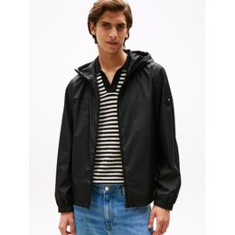 Blouson Tommy Hilfiger "RWB HOODED JACKET", Herren, Gr. S, schwarz, Web, Obermaterial: 100% Polyester, h&uuml;ftlang, elastischer Bund, Jacken Blouson, Freizeitjacke, &Uuml;bergangsjacke elastische B&uuml;ndchen, wasserabweisend