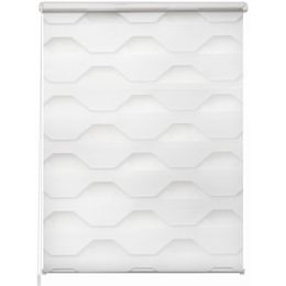 Doppelrollo K-home "Doppelrollo Trapez" Gr. 40, weiß (weiß, weiß), B:30cm H:150cm, Polyester, Rollos