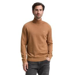Rollkragenpullover Tom Tailor, Herren, Gr. L, mid braun melange, Strick, Obermaterial: 100% Baumwolle, unifarben, regular fit hüftbedeckend, Rundhals, Flachstrickbündchen, Pullover, im Strick-Design
