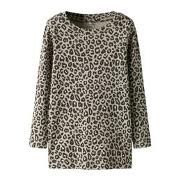 Langarmshirt name it "NMFLEOANA XSL LS TOP", Mädchen, Gr. 104, peyote, Jersey, Obermaterial: 57% Baumwolle, 38% Modal, 5% Elasthan, bedruckt, casual, regular fit normal, Rundhals, Shirts