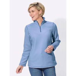 Fleeceshirt Classic Basics "Fleece-Shirt", Damen, Gr. 44, blau (bleu), 100% Polyester, unifarben, Shirts