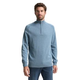 Troyer Tom Tailor, Herren, Gr. L, faded blau melange, Strick, Obermaterial: 100% Baumwolle, meliert, regular fit taillenbedeckt, ohne Ausschnitt, Rippbündchen, Pullover, mit Logo Stickerei