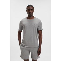 T-Shirt BOSS "Mix&Match T-Shirt R", Herren, Gr. L52, grau (medium_grau_033), Single Jersey, Obermaterial: 95% Baumwolle, 5% Elasthan, unifarben, Casual, Basic hüftbedeckend, Rundhals, eng normaler Saum, Shirts, mit BOSS Stickerei auf der Brust