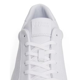 Sneaker Tommy Hilfiger "PREMIUM DRESS CUPSOLE LTH", Herren, Gr. 46, weiß, Nappaleder, Schuhe, Freizeitschuh, Halbschuh, Schnürer mit Flaggen-Emblem an der Ferse