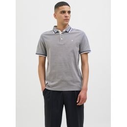 Jack & Jones Poloshirt JACK & JONES "JJEPAULOS POLO SS NOOS", Herren, Gr. S, grau (ultimate grau detail:play), Jersey, Obermaterial: 100% Baumwolle, unifarben, Modisch, slim fit taillenbedeckt, Rundhals, Shirts, mit Logo Stickerei