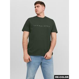 Jack & Jones PlusSize Rundhalsshirt "JJESTAR JJ TEE SS NOOS PLS", Herren, Gr. 4XL, duffel bag, Single Jersey, Obermaterial: 100% Baumwolle, JACK & JONES PLUSSIZE, unifarben, loose fit taillenbedeckt, Rundhals, gerader Abschluss, Shirts, mit Logo Schriftzug