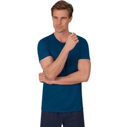 T-Shirt TRIGEMA "TRIGEMA T-Shirt Knopfleiste aus Biobaumwolle", Herren, Gr. L, blau (saphir, c2c), 100% Baumwolle (Bio-Baumwolle kbA), Basic, Shirts