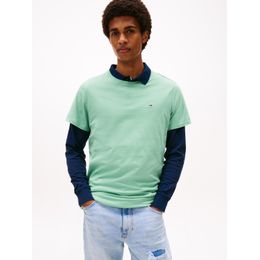 T-Shirt Tommy Jeans "TJM ESSENTIAL SOLID TEE", Herren, Gr. 4 XL, cloudy jade, Jersey, Obermaterial: 100% Baumwolle, Basic, slim fit normal, Rundhals, eingesetzt abgesteppte Kante, Shirts, mit Rundhalsausschnitt und dezenter Logo-Flag