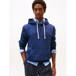 Hoodie Tommy Hilfiger "ESS SEASONAL FLEECE HOODY mit Kapuze und Kängurutasche", Herren, Gr. L, blau (heatherot blau), Sweatware, Obermaterial: 60% Baumwolle, 40% Polyester, bequem hüftlang, elastischer Bund, Sweatshirts, unifarben, casual, regular fit, Baumwollmix, Kapuze