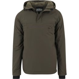 Allwetterjacke Urban Classics "Urban Classics Herren Padded Pull Over Jacket", Herren, Gr. M, grün (olive), 100% Polyamid, unifarben, loose fit, ohne Ausschnitt, Jacken