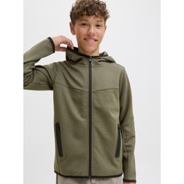 Jack & Jones Kapuzensweatjacke JACK & JONES JUNIOR "JCOFUSION SWEAT ZIP HOOD NOOS JNR", Jungen, Gr. 128, grape leaf, angeraute Sweatware, Obermaterial: 58% Polyester, 42% Baumwolle, unifarben, regular fit normal, Rippbündchen, Sweatjacken