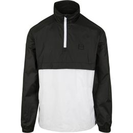 Allwetterjacke Urban Classics "Urban Classics Herren Stand Up Collar Pull Over Jacket", Herren, Gr. L, schwarz-weiß (schwarz, weiß), 100% Polyamid, unifarben, normal, amerikanischer Ausschnitt, Jacken