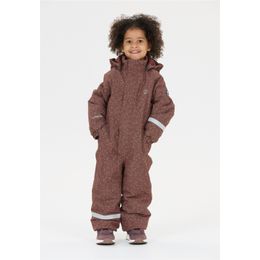 Schneeoverall ZIGZAG "Tower", Jungen, Gr. 122, EURO-Gr&ouml;&szlig;en, dunkelbraun, rot, 100% Polyester, lang, Overalls, mit wasser- und winddichter TPU-Membran