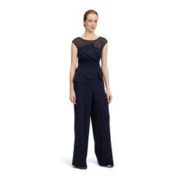 Overall Vera Mont "Damen Jumpsuit ohne Arm", Damen, Gr. 36, blau (night sky), Crêpe, Obermaterial: 95% Polyester, 5% Elasthan. Futter: 100% Polyester., figurumspielend, Rundhals, Overalls, Nahtführung