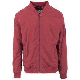 Allwetterjacke Urban Classics "Urban Classics Herren Light Bomber Jacket", Herren, Gr. M, rot (burgundy), 100% Polyester, unifarben, Casual, normal, amerikanischer Ausschnitt, Jacken