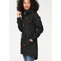 alife and kickin Outdoorjacke ALIFE & KICKIN "CHARLOTTEAKB", Damen, Gr. L (40), schwarz dots, Web, Obermaterial: 65% Polyester, 35% Baumwolle. Futter: 100% Polyester. Ärmelfutter: 100% Polyester. Wattierung: 100% Polyester, bedruckt, gepunktet, kniefrei, Jacken, gefütterter Parka, Kapuzenjacke durch Bindeband tailliert