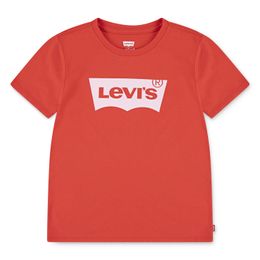 T-Shirt LEVI'S KIDS "LVG BATWING TEE", Mädchen, Gr. 10 (140), rot (poppy rot), Jersey, Obermaterial: 100% Baumwolle, bedruckt, Basic schmal hüftlang, Rundhals, abgesteppte Kante, Shirts, for GIRLS