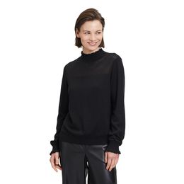 BETTY & CO Strickpullover BETTY & CO "Damen Strickpullover mit Lurexfaden", Damen, Gr. 40, schwarz, Strick, Obermaterial: 39% Baumwolle, 32% Polyacryl, 24% Viskose, 5% Polyester metallisiert., Feminin, gerade normal, Pullover, Volant