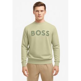 Sweatshirt BOSS Orange "WeBasicCrew", Herren, Gr. L, grün (open grün370), Sweatware, Obermaterial: 100% Baumwolle, regular fit hüftlang, Rundhals, weit Rippbündchen, Sweatshirts, mit Rundhalsausschnitt