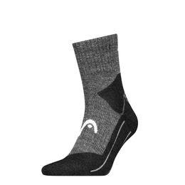 Wandersocken Head "Head HIKING WARM SHORT CREW 1P", Damen, Gr. 39-42, grau, Obermaterial: 43% Polyamid, 37% Wolle, 18% Polyester, 2% Elasthan, normal, Socken, Zonenpolsterung für zusätzlichen Komfort
