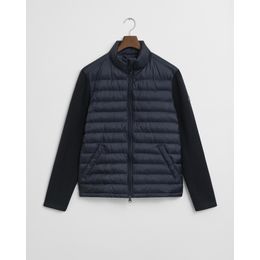 Steppjacke Gant "MIXED MEDIA", Herren, Gr. 4XL, blau (evening blau), Web, Obermaterial: 100% Polyester, regular fit, Jacken, Ärmel aus Strick, regular fit, Stehkragen