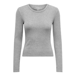 Langarmshirt Only "ONLEASY L/S O-NECK TOP BOX JRS", Damen, Gr. XS, light grau melange, Jersey, Obermaterial: 95% Baumwolle, 5% Elasthan, unifarben, Rundhals, Shirts