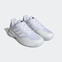 Tennisschuh adidas Performance "GAMECOURT 2.0", Gr. 42,5, silber (cloud weiß, cloud weiß, matte silber), Synthetik, Textil, Sportlich, Schuhe, geeignet für Hartplatz und Sandplatz