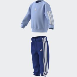 Trainingsanzug adidas Sportswear "I 3S FT JOG 240", Kinder, Gr. 74, blau (glow blau, weiß), Obermaterial: 70% Baumwolle, 30% Polyester, Sportanzüge