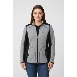 sheego Gro&szlig;e Gr&ouml;&szlig;en Strickfleecejacke mit Kontrasteins&auml;tzen, anthrazit-wei&szlig;, Gr&ouml;&szlig;e 40/42 - Damen