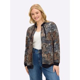sheego Gro&szlig;e Gr&ouml;&szlig;en Shirtjacke in Blouson-Form, schwarz-sand-bedruckt, Gr&ouml;&szlig;e 50 - Damen