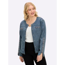 sheego Gro&szlig;e Gr&ouml;&szlig;en Jeansblazer mit glitzernden Details, blue-bleached, Gr&ouml;&szlig;e 46 - Damen