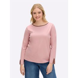 sheego Große Größen Langarmshirt mit U-Boot-Ausschnitt, hortensie, Größe 38 - Damen