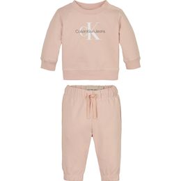 Shirt & Hose Calvin Klein Jeans "MONOGRAM CN SWEATSHIRT SET", Baby, Gr. 98, spanish villa, Jersey, Obermaterial: 95% Baumwolle, 5% Elasthan, unifarben, Casual, KOB Set-Artikel, für Babys bis 2 Jahre