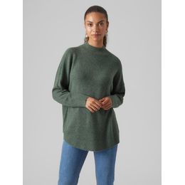 Véro Moda Strickpullover VERO MODA "VMPLAZA LS HIGHNECK LONG PULLOVER GA BOO", Damen, Gr. S, schwarz forest detail:melange, Strick, Obermaterial: 64% Polyester, 21% Polyacryl, 8% Nylon, 4% Elasthan, 3% Wolle, meliert, oversize Po-bedeckend, hoch geschlossener Ausschnitt, Strickbündchen, Pullover