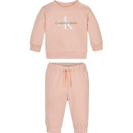 Shirt & Hose Calvin Klein Jeans "MONOGRAM CN SWEATSHIRT SET", Baby, Gr. 74, spanish villa, Jersey, Obermaterial: 95% Baumwolle, 5% Elasthan, unifarben, Casual, KOB Set-Artikel, für Babys bis 2 Jahre