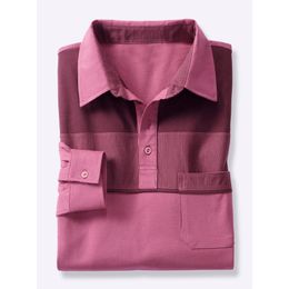 Poloshirt Catamaran "Langarm-Poloshirt", Herren, Gr. 60/62, rot (rosenholz), 100% Baumwolle, gemustert, gestreift, mehrfarbig, Shirts