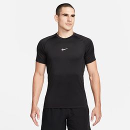 Trainingsshirt Nike "PRO DRI-FIT MENS SLIM SHORT-SLEEVE", Herren, Gr. L, schwarz-weiß (schwarz, weiß), Obermaterial: 90% Polyester, 10% Elasthan, Sportlich, Shirts