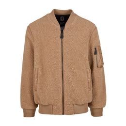 Allwetterjacke Brandit "Brandit MA1 Sherpa Jacket", Herren, Gr. L, braun (camel), 100% Polyester, unifarben, Casual, normal, Rundhals, Jacken